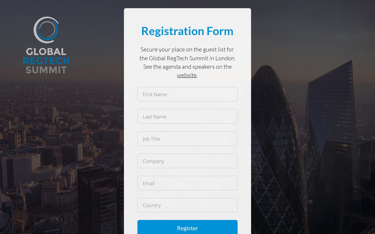 Global RegTech Summit 2025 - Registration